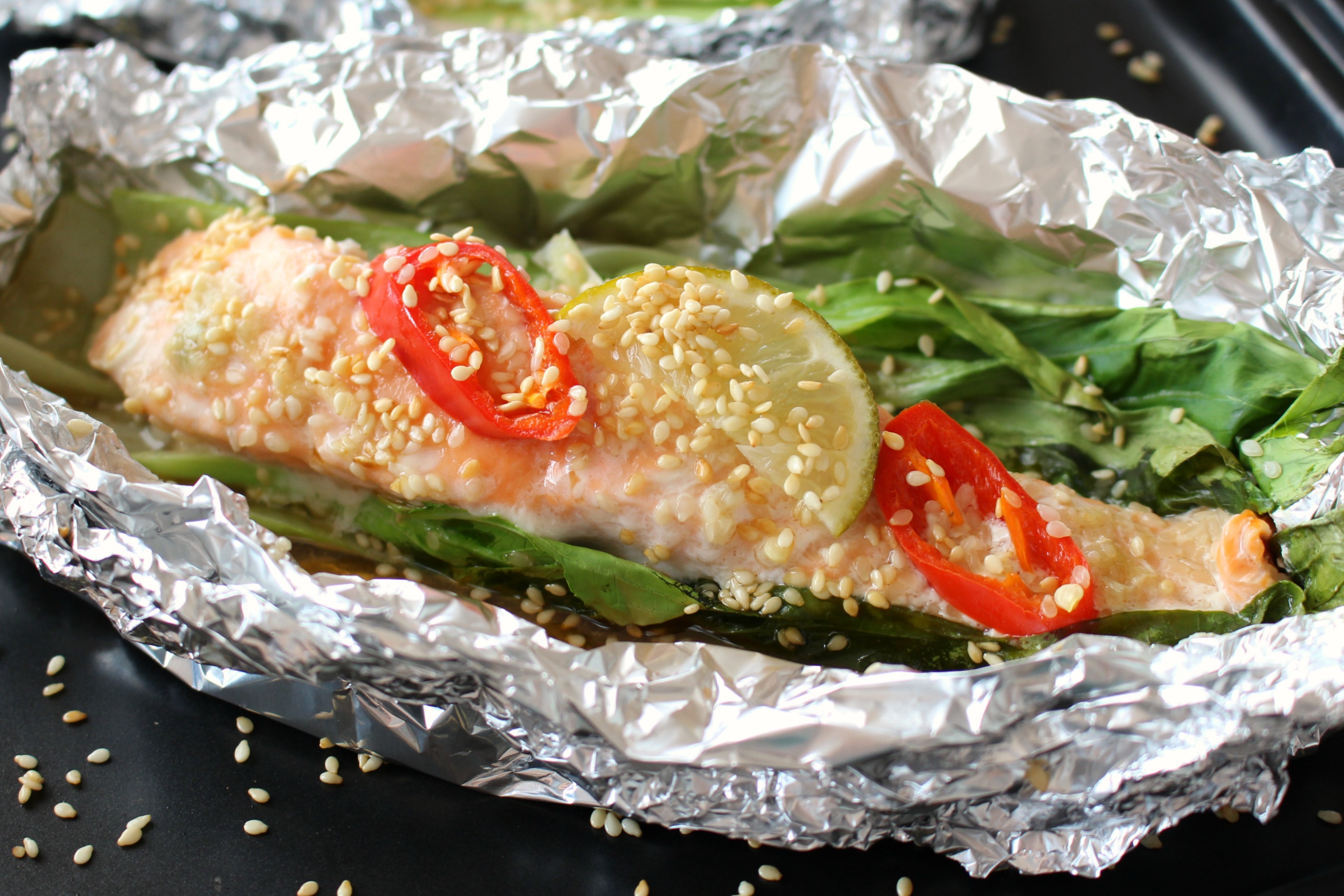 Sesame Salmon Parcels - thewonkyspatula.com
