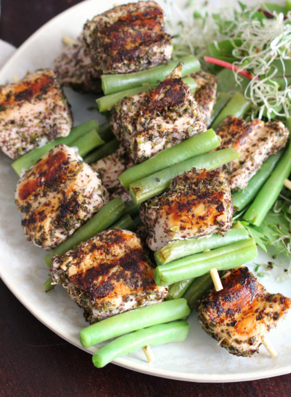 Sumac Chicken & Green Bean Skewers - thewonkyspatula.com