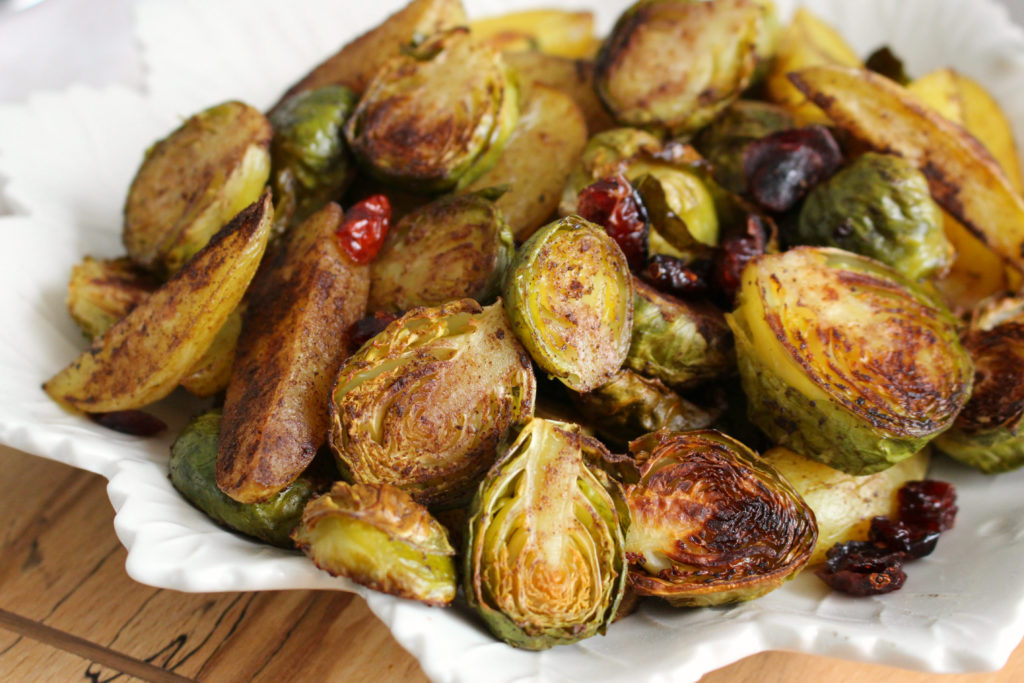 Roasted Sprouts & Spuds - thewonkyspatula.com